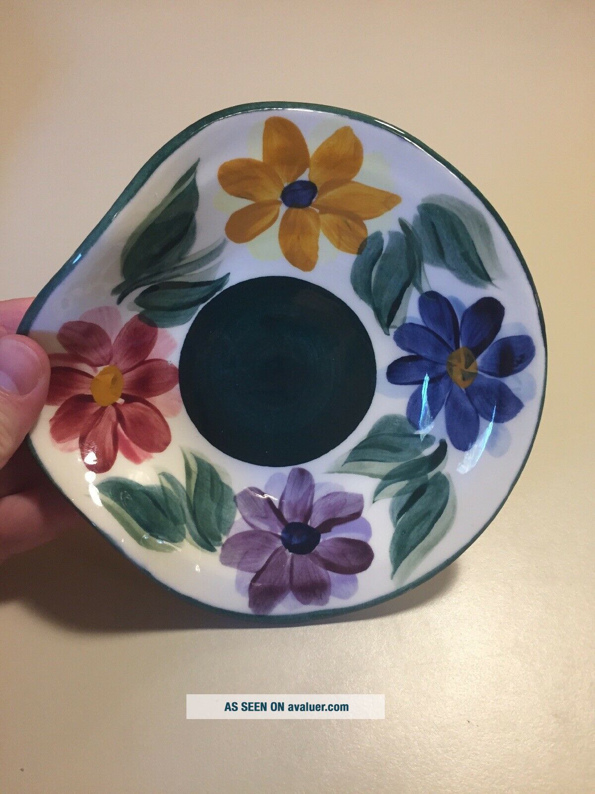 Vintage Gail Pittman Art Pottery Daisy Chain Large Spoon Rest Holder ...