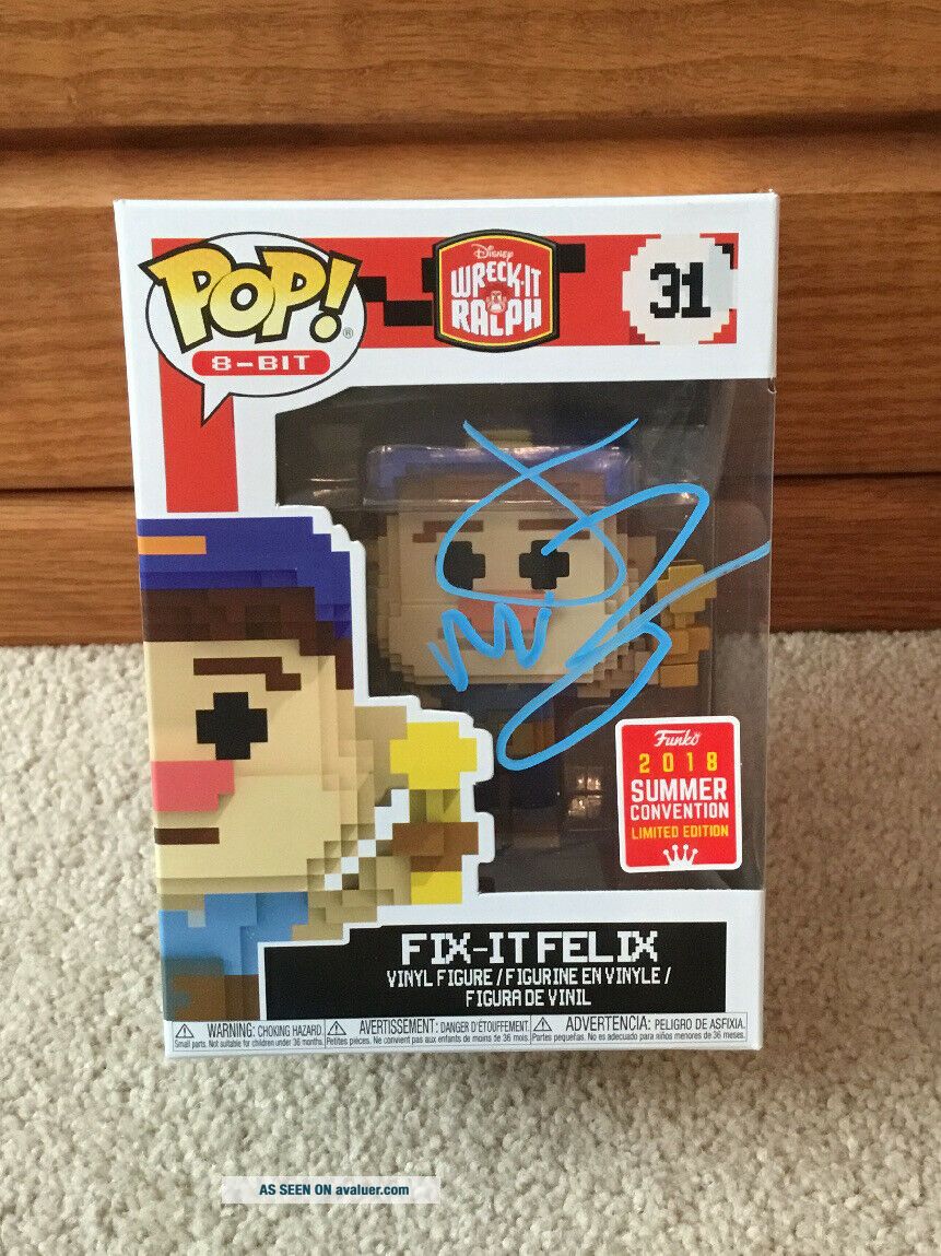 Funko Pop Disney Wreck It Ralph Fix It Felix 31 Signed By Jack McBrayer ...
