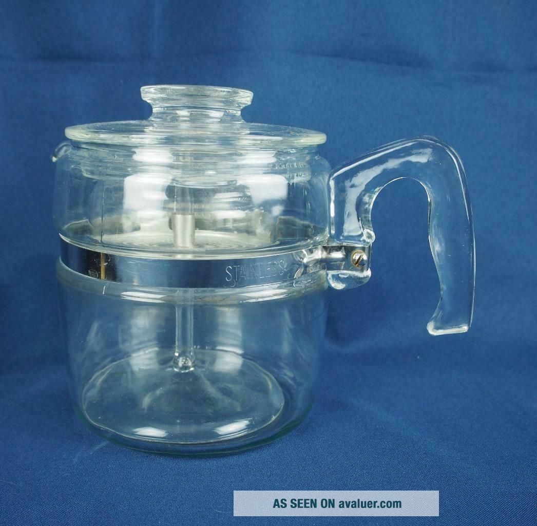 Vintage FLAMEWARE 7756 PYREX 6 Cup Glass Coffee Pot Percolator Stove ...