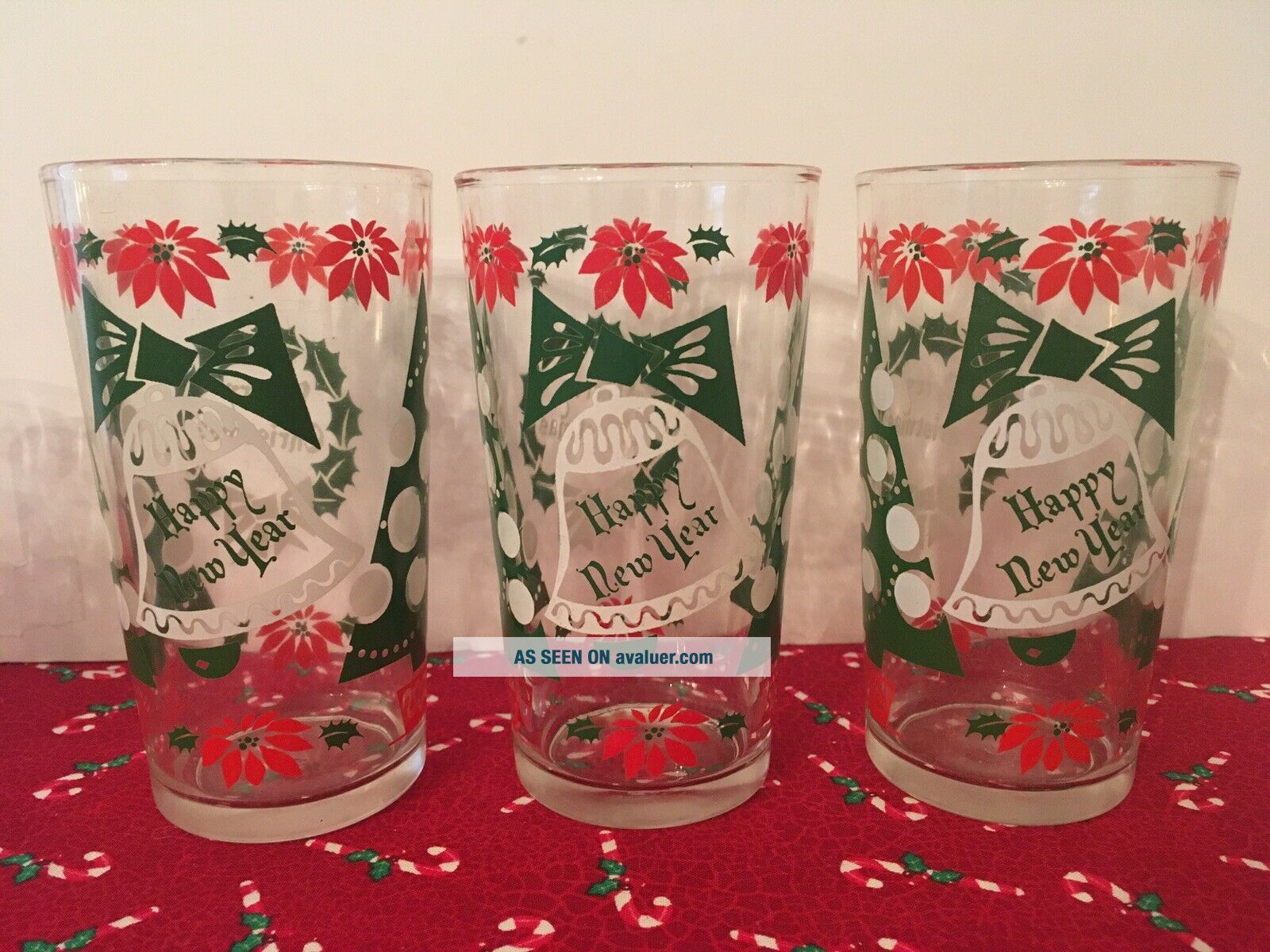 6 Vintage Hazelware Holiday Tumblers Merry Christmas Happy Year Hazel ...