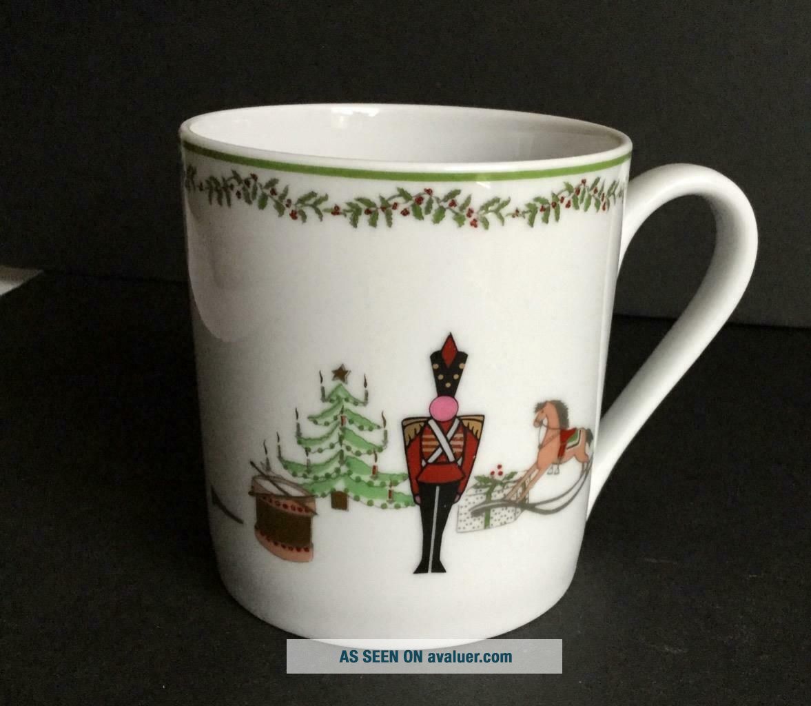 BERNARDAUD LIMOGES GRENADIER HAPPY HOLIDAY CHRISTMAS COFFEE CUP HT ...