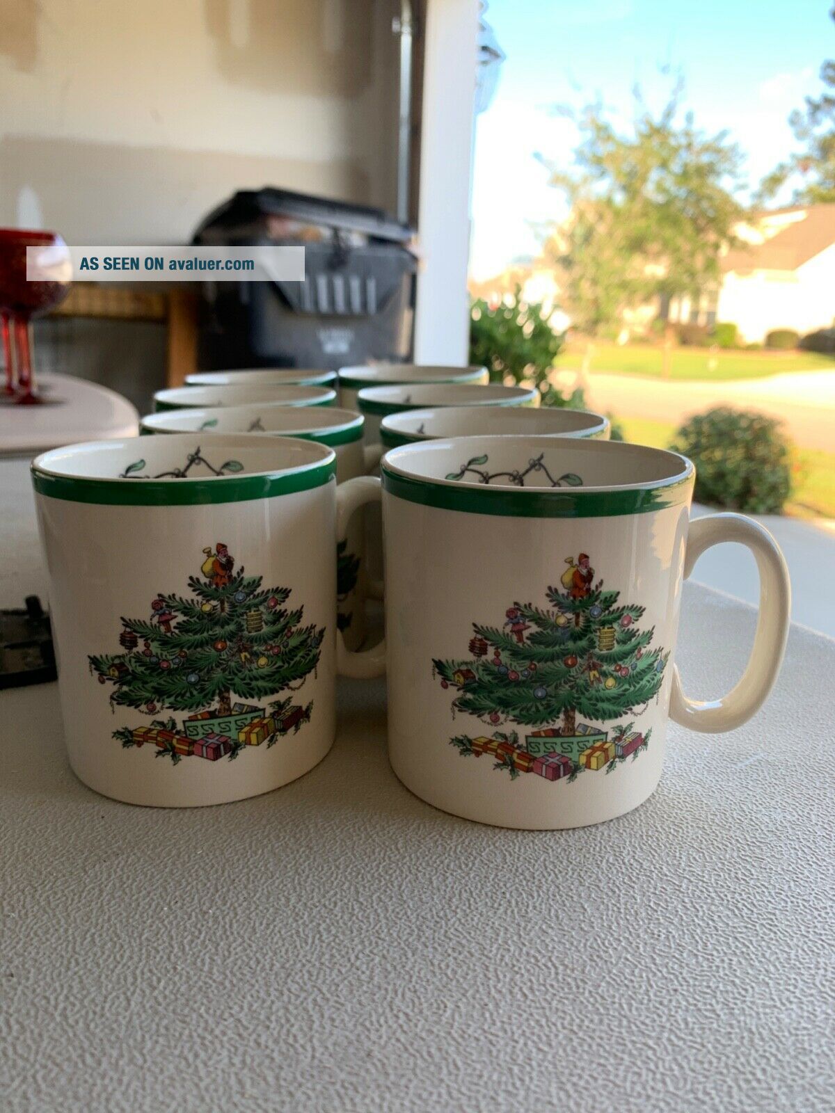 Spode Christmas Tree Tea Cups And Saucers, S3324 Set Of 8, Made In ...
