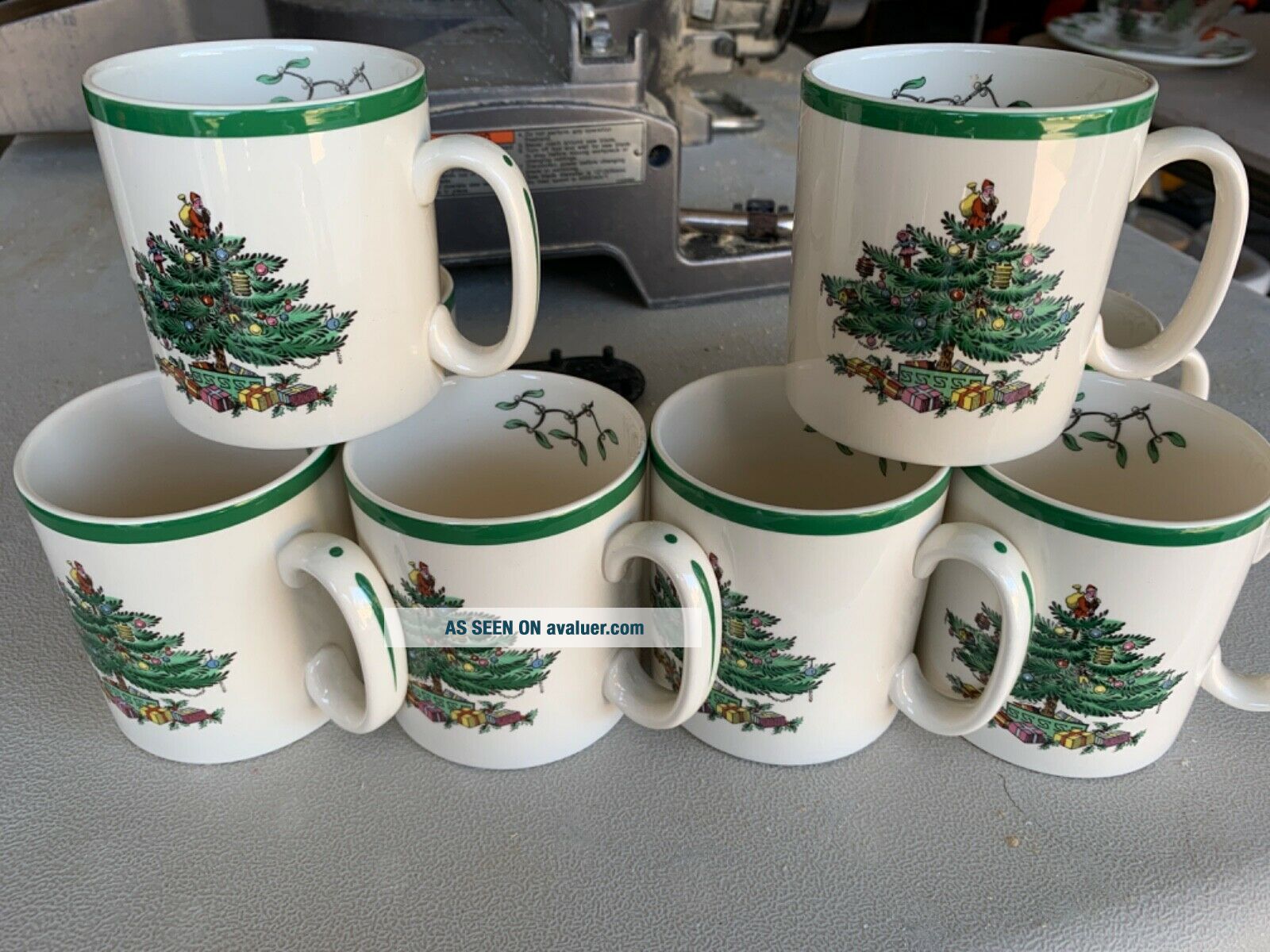 Spode Christmas Tree Tea Cups And Saucers, S3324 Set Of 8, Made In ...