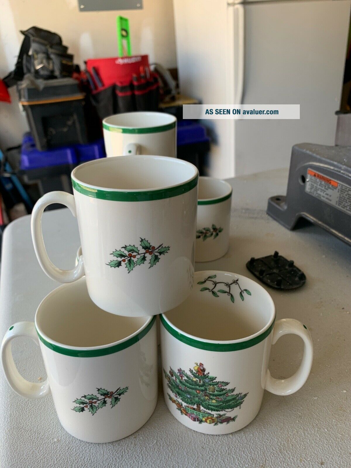 Spode Christmas Tree Tea Cups And Saucers, S3324 Set Of 8, Made In ...