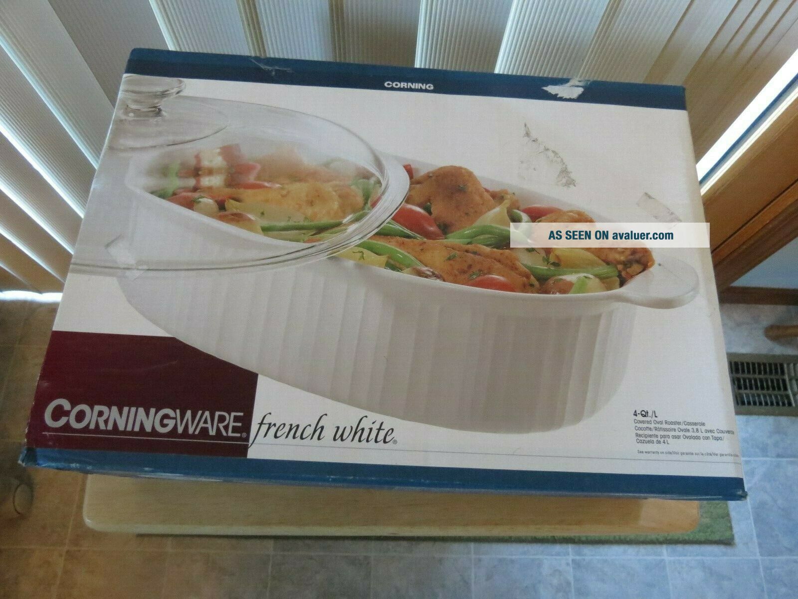 CORNING WARE FRENCH WHITE 4 QT. OVAL ROASTER OR CASSEROLE | #13257356
