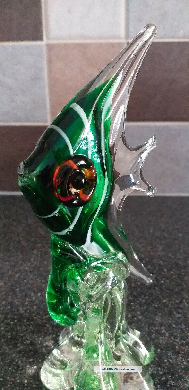 Retro Vintage Murano Style Green " Angel Fish " - Hand Blown Glass ...