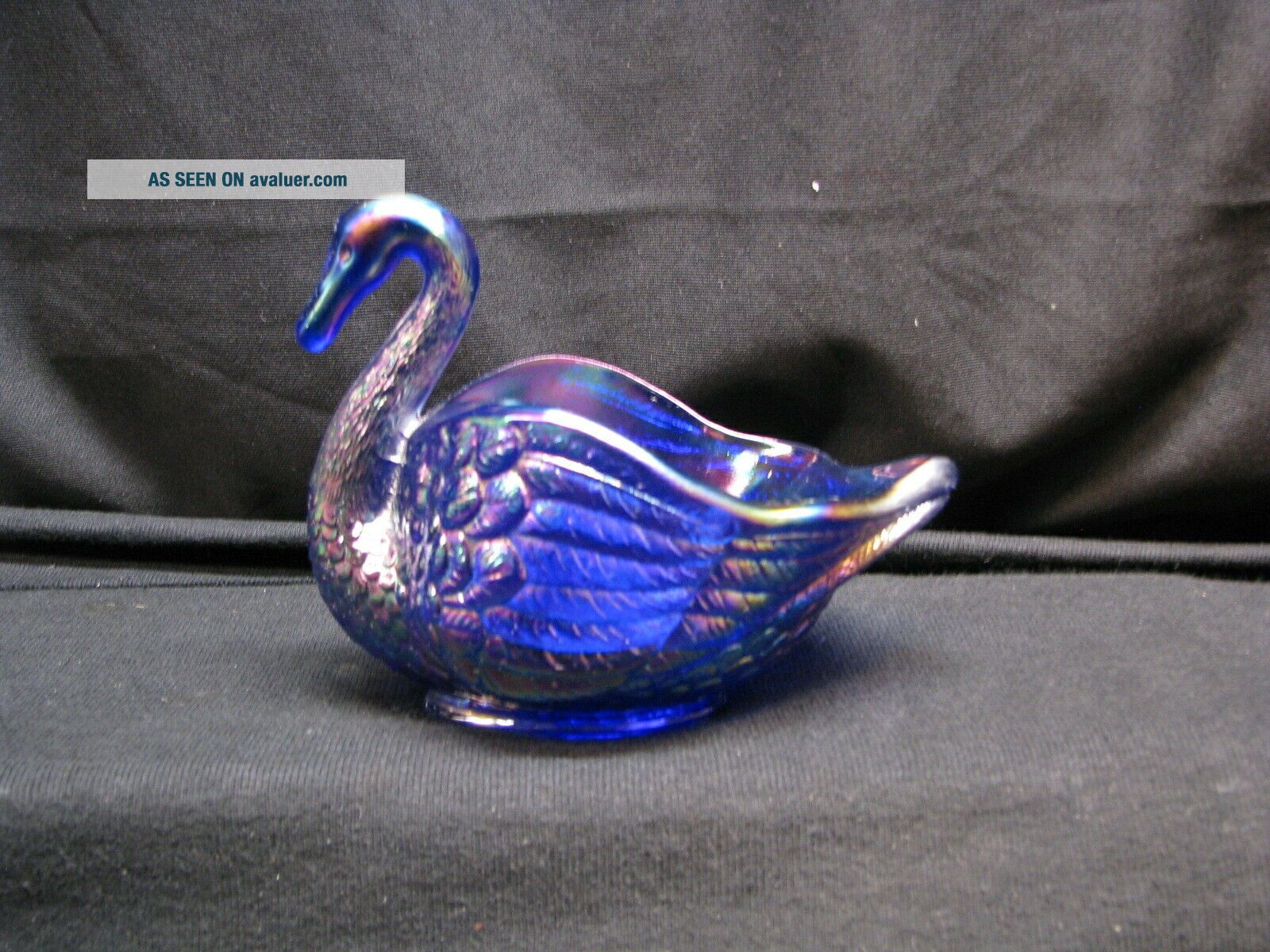 Vintage Blue Carnival Glass Swan Candy Dish By Imperial Glass Company ...
