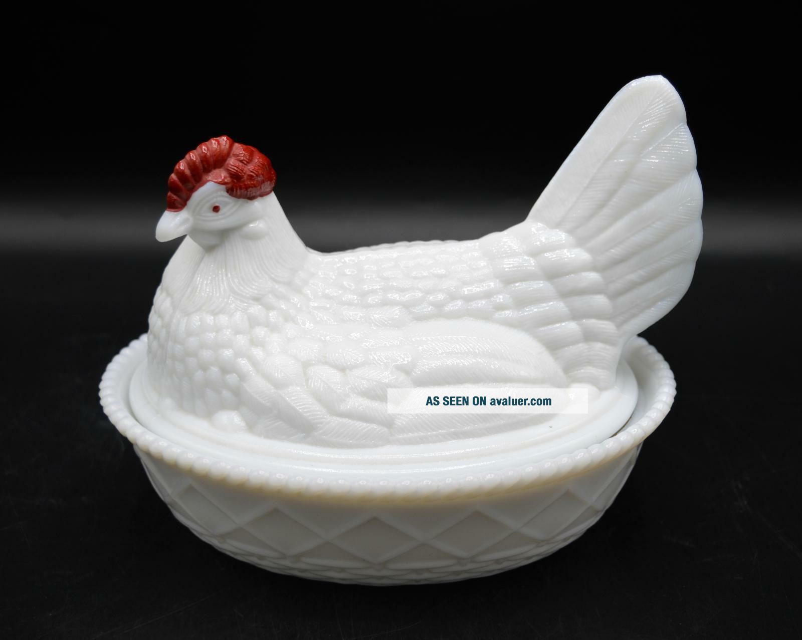 White Milk Glass Hen On Nest