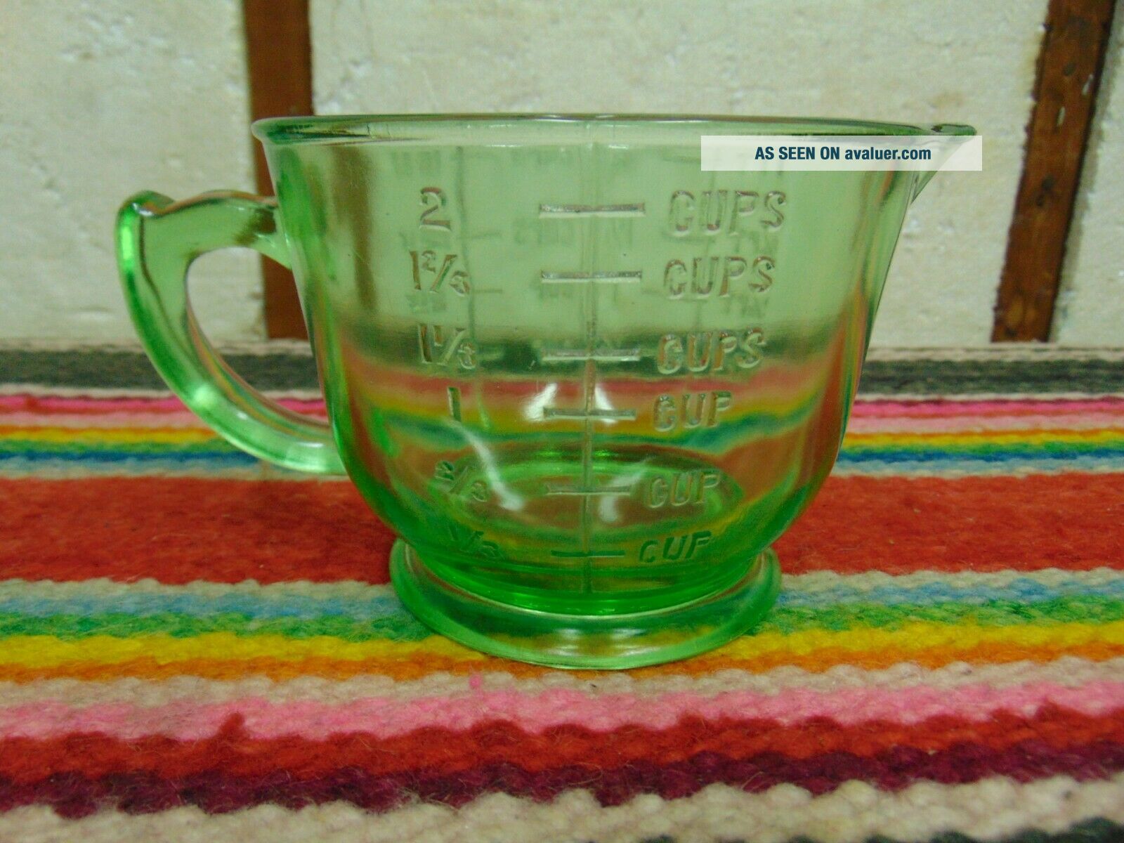 Vintage Green Depression Glass 2 Cup Measuring And Mixing Cup | #13276471
