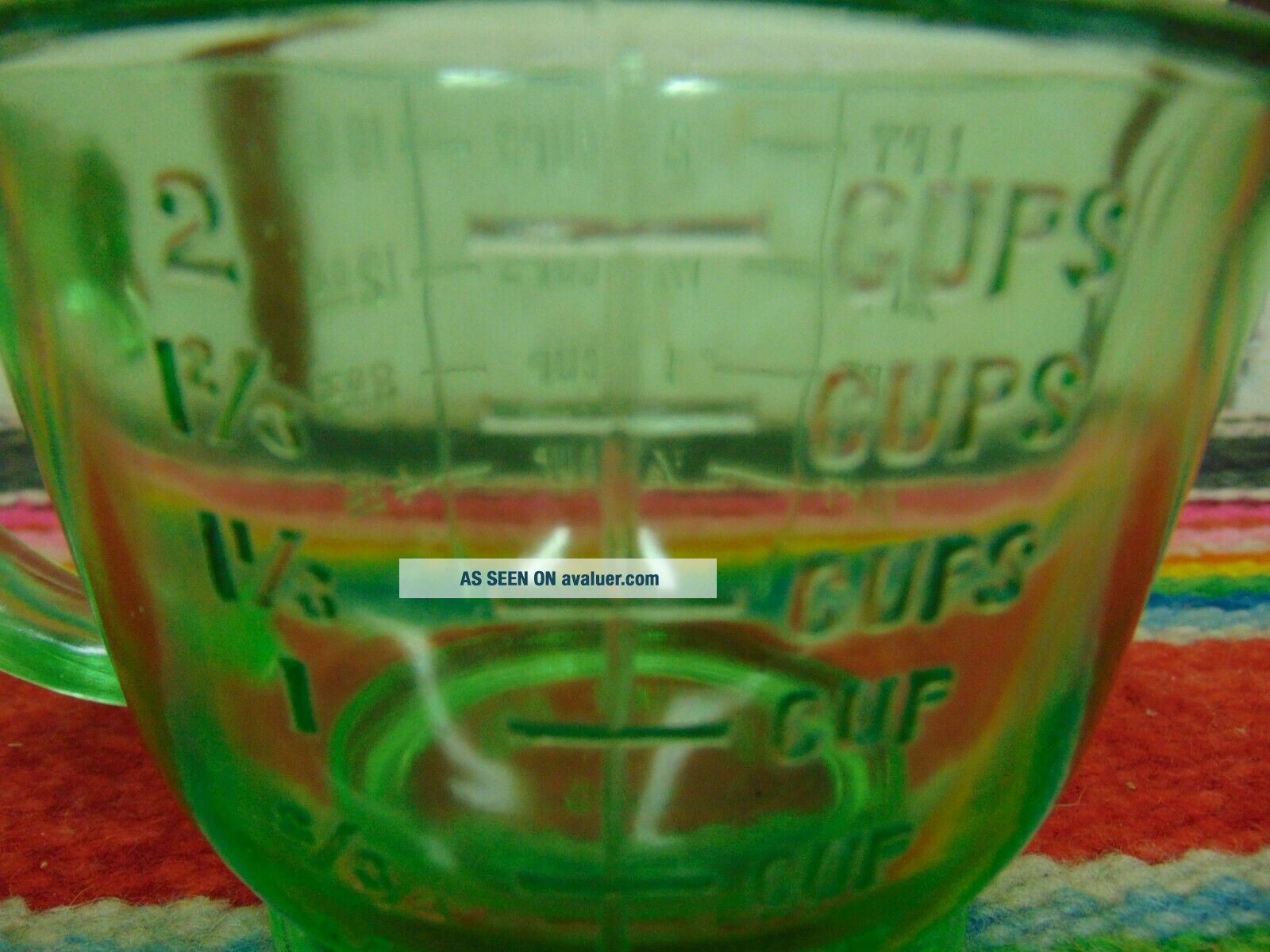 Vintage Green Depression Glass 2 Cup Measuring And Mixing Cup | #13276471