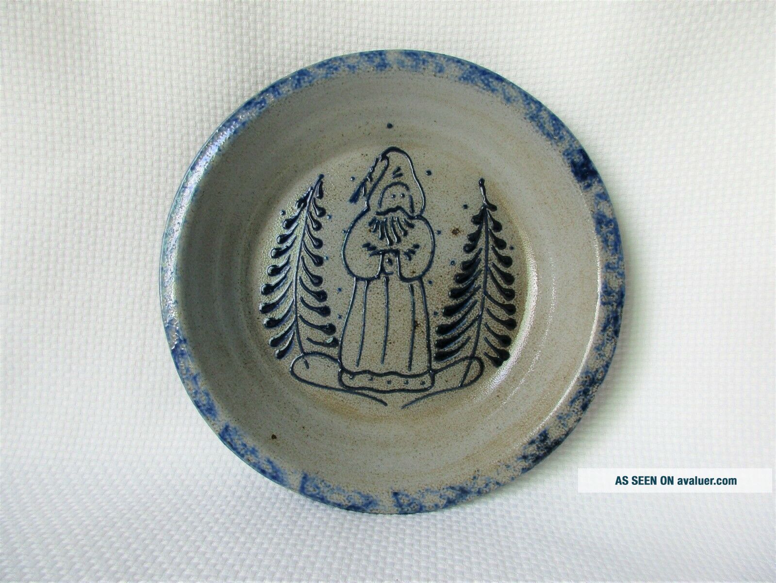 ELDRETH Pottery Salt Glazed Santa Father Christmas Dish Shallow Bowl 7 ...