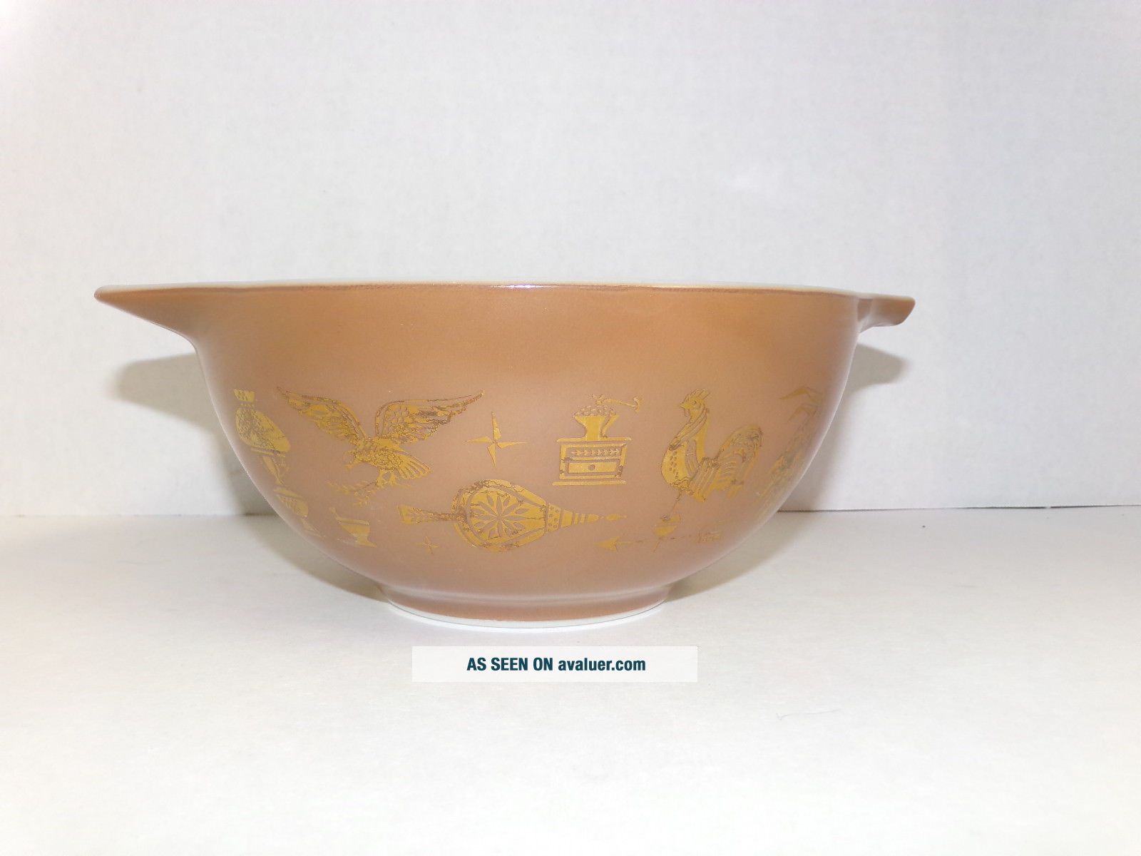 Vintage Pyrex 442 Early American Gold On Brown Cinderella Mixing ...
