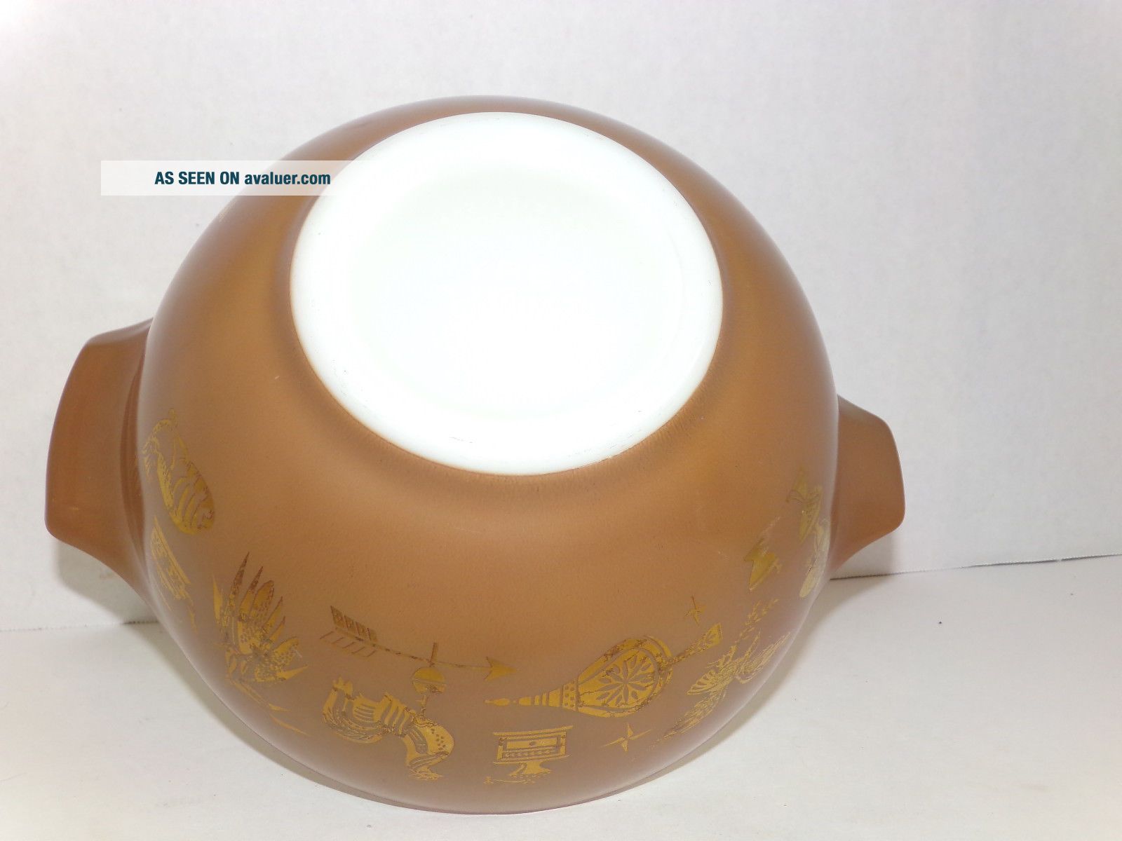 Vintage Pyrex 442 Early American Gold On Brown Cinderella Mixing ...