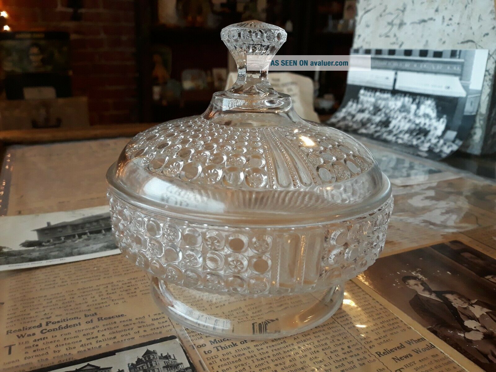 EAPG Richards And Hartley Glass Three Panel Pattern Butter Dish ...