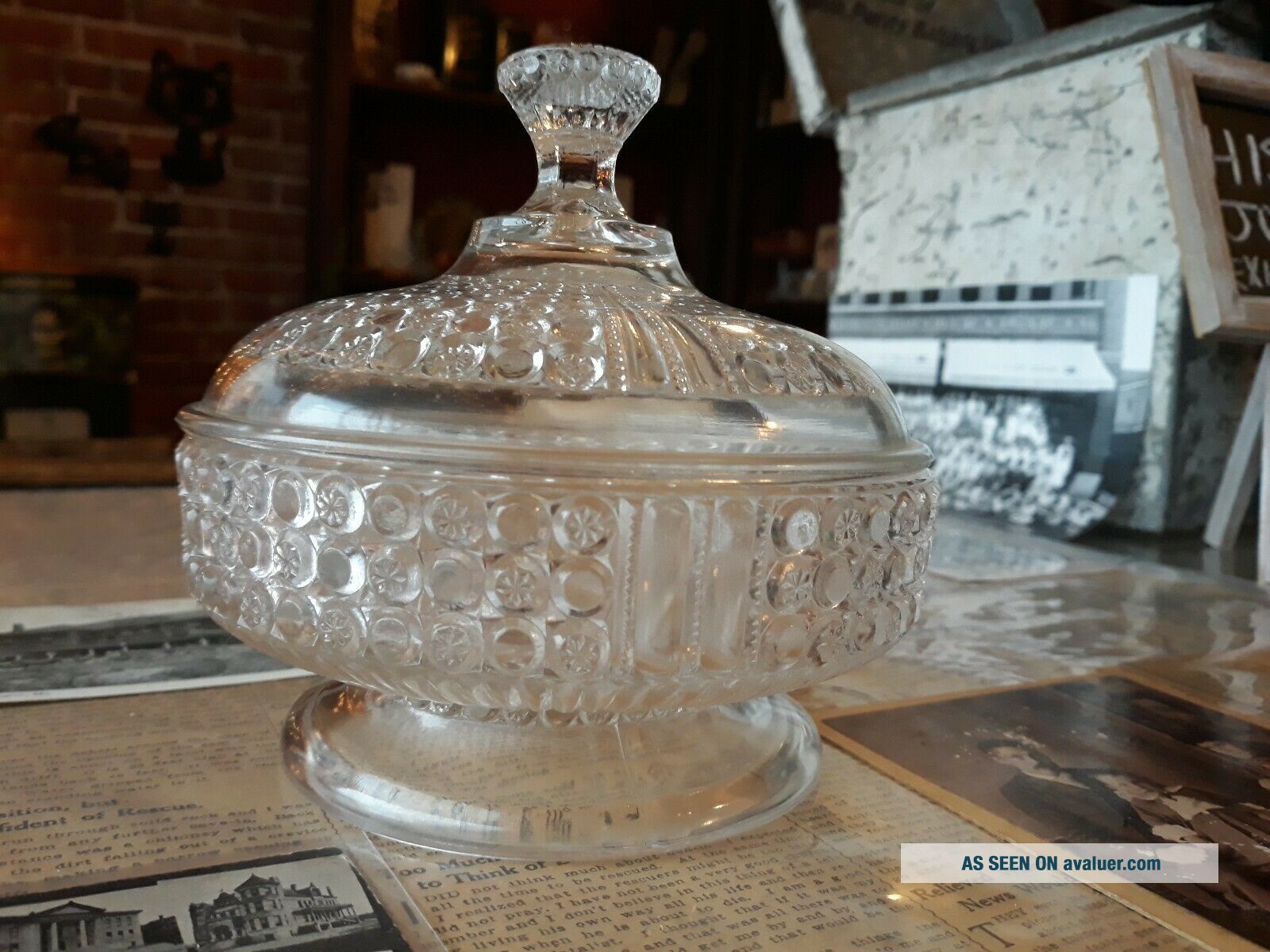 EAPG Richards And Hartley Glass Three Panel Pattern Butter Dish ...