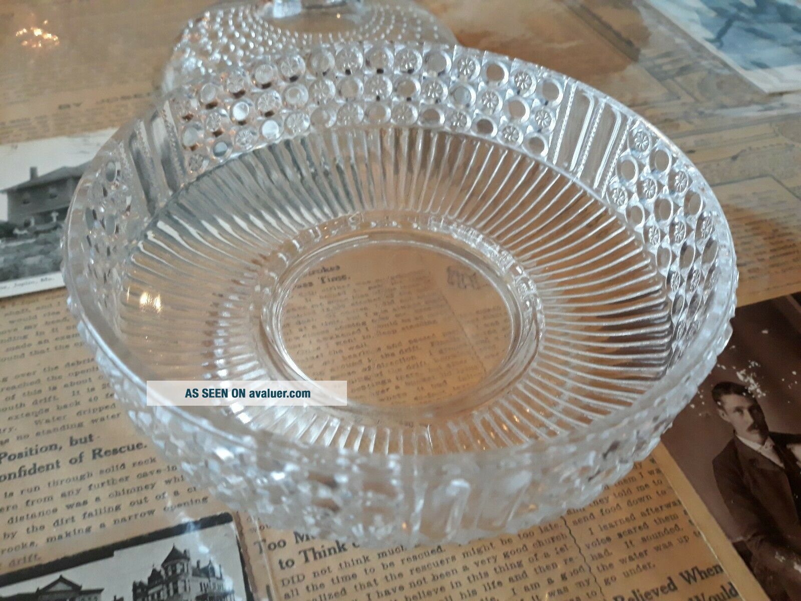 EAPG Richards And Hartley Glass Three Panel Pattern Butter Dish ...