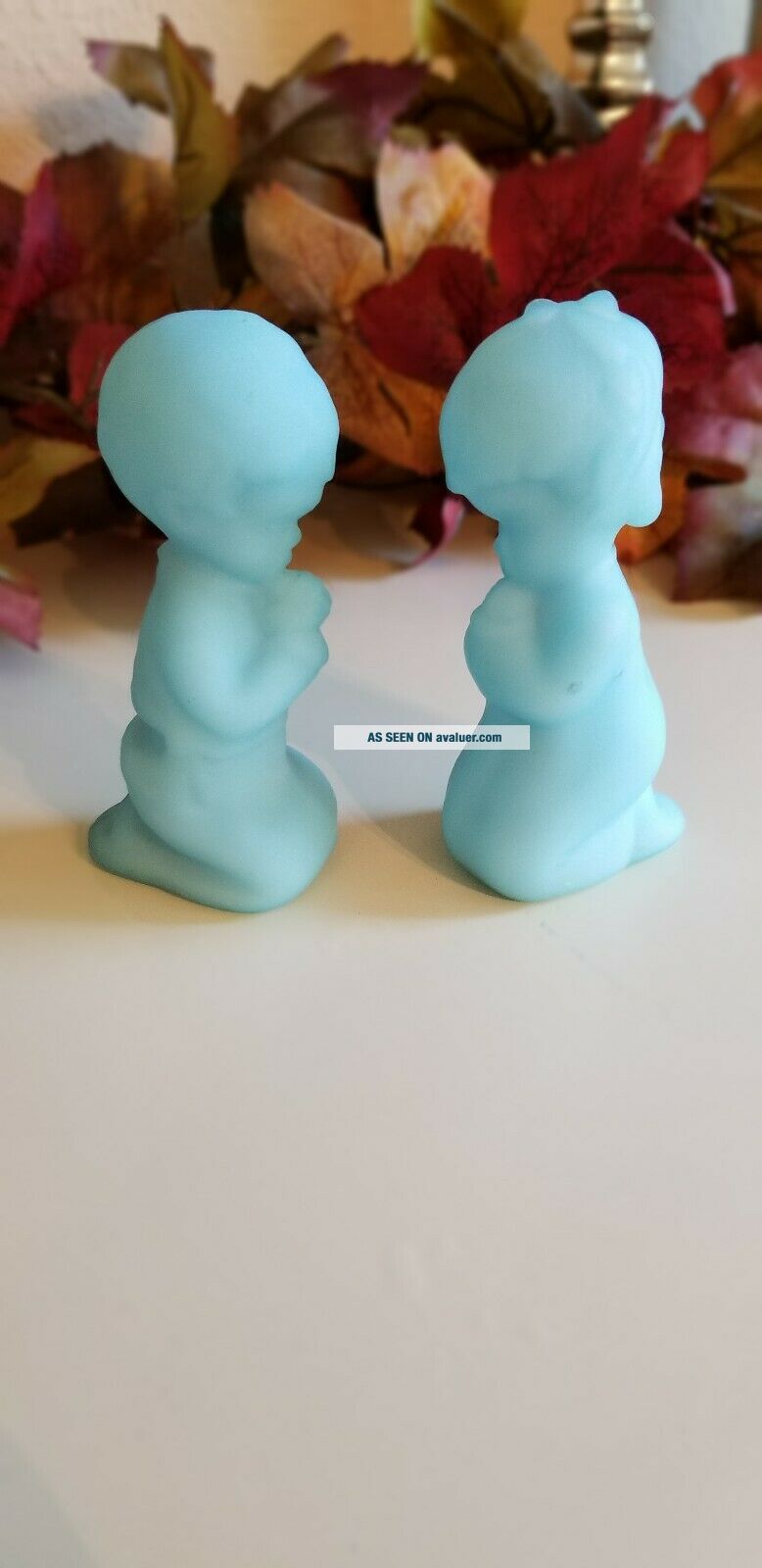 Vintage Fenton Prayer Boy And Girl Blue Figurine | #13385444