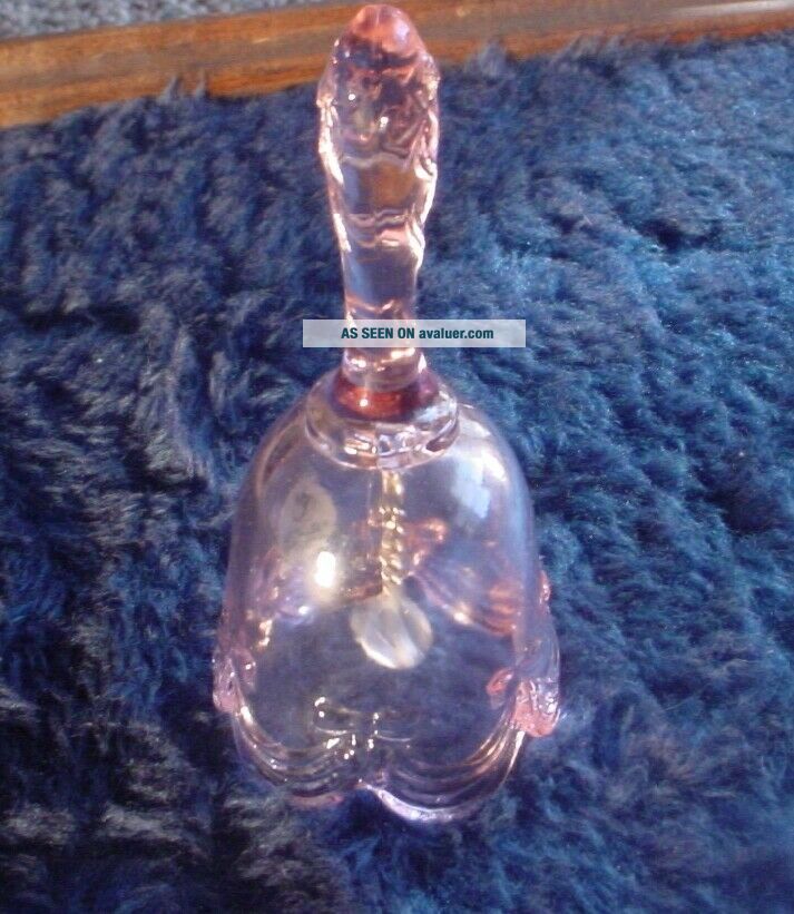 Fenton Ribbon And Bows Mini Small Pink Glass Bell Made In USA | #13386379