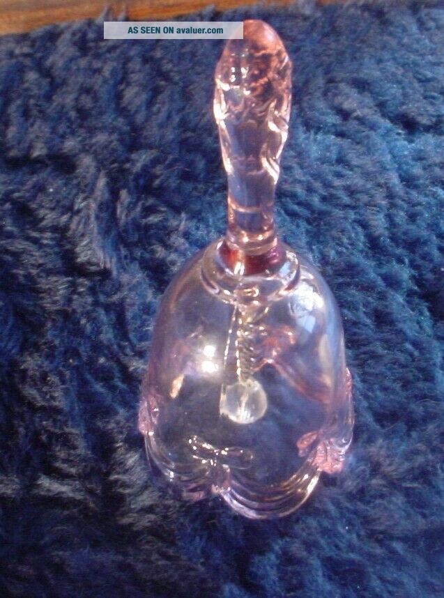 Fenton Ribbon And Bows Mini Small Pink Glass Bell Made In USA | #13386379