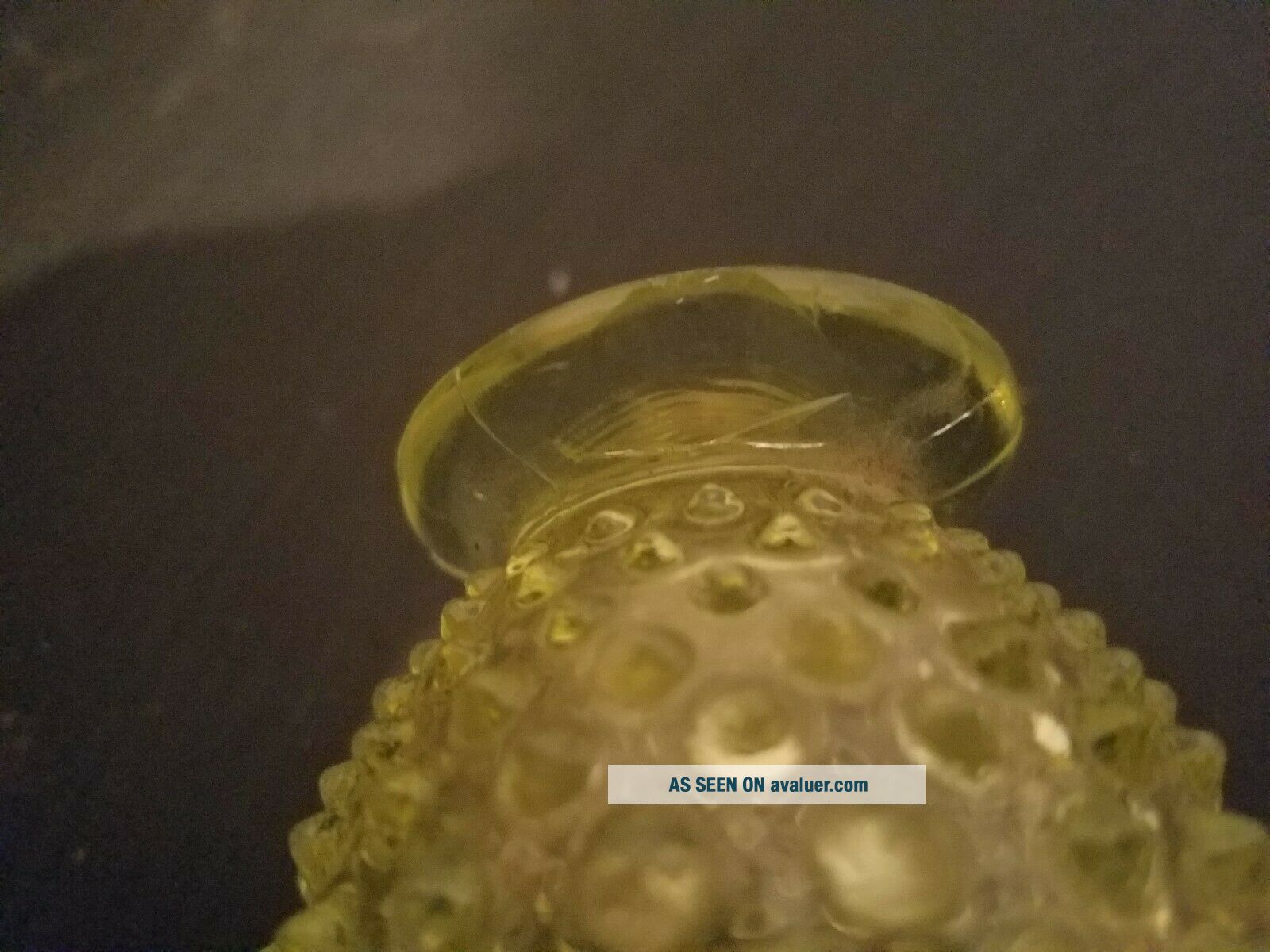 Fenton Yellow Vaseline Topaz Opalescent Hobnail Vase - - - Chipped ...