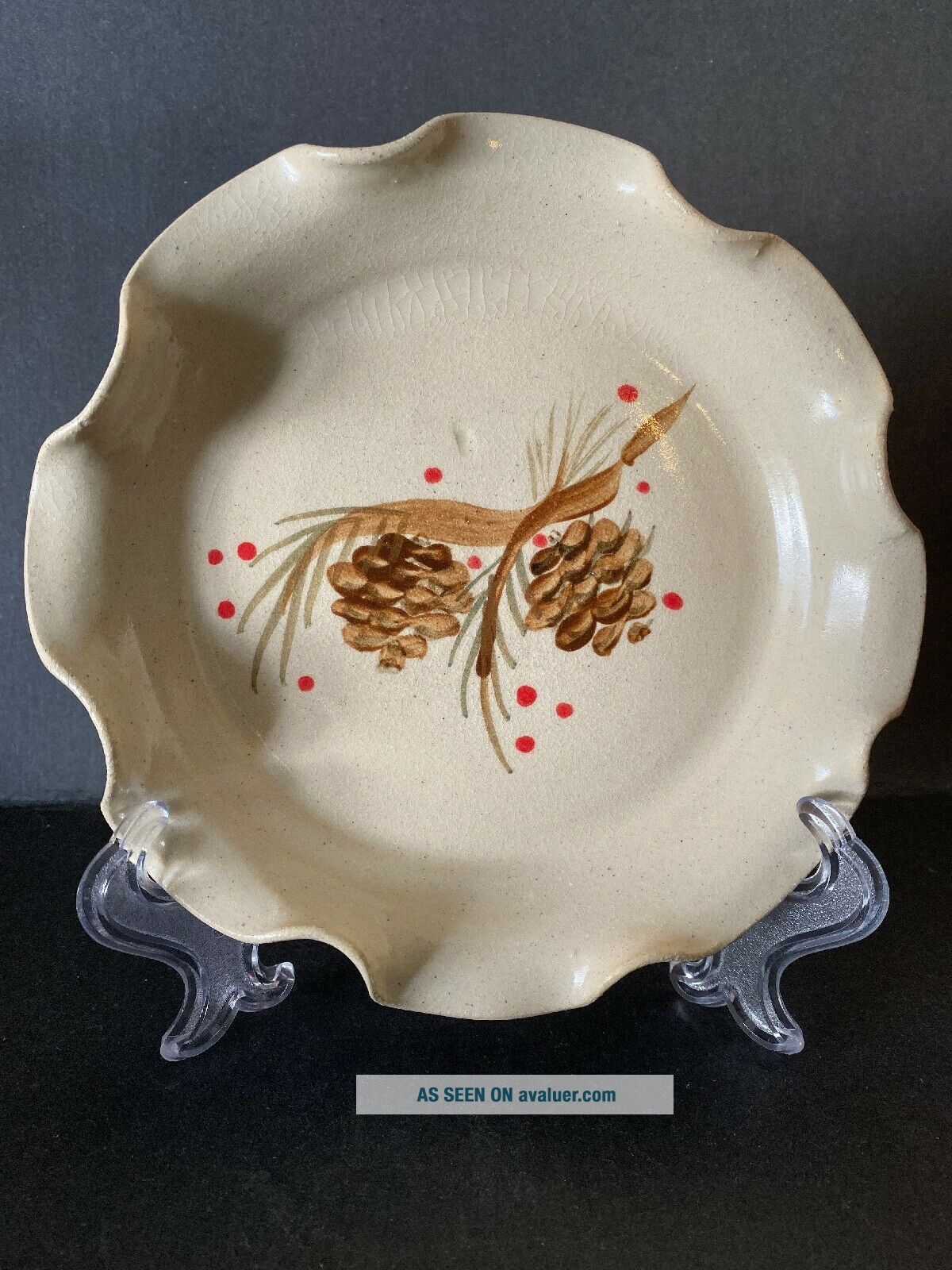 Owens Pottery Seagrove, NC Pincone Dish Ruffle Edge Plate Nuts Holiday ...