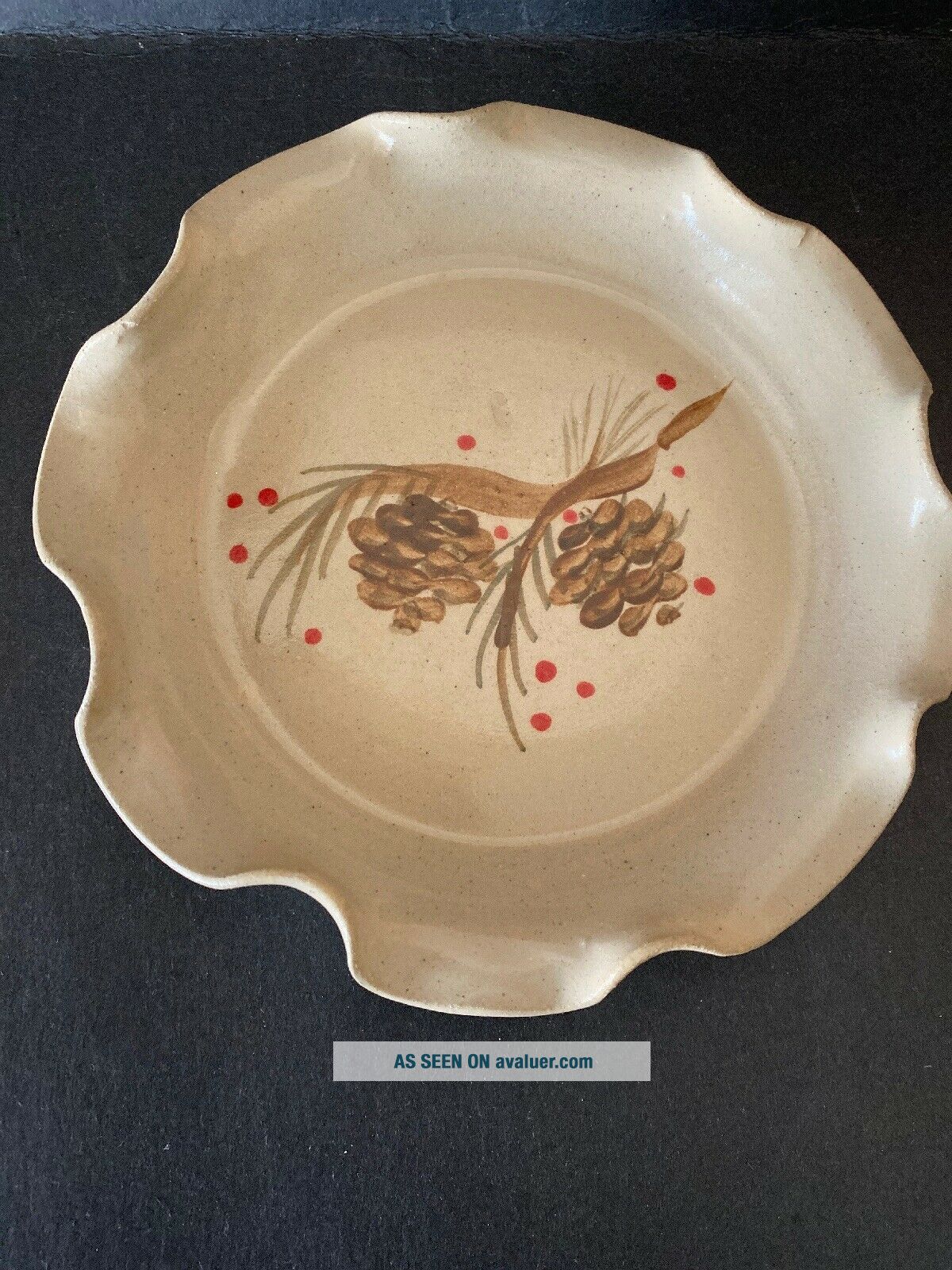 Owens Pottery Seagrove, NC Pincone Dish Ruffle Edge Plate Nuts Holiday ...