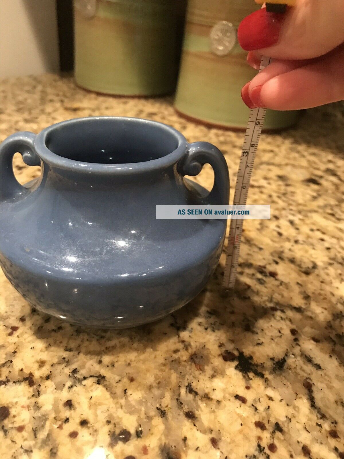 Stangl Art Pottery 3” Vase 2017 Vintage Blue Twin Handles | #13448215