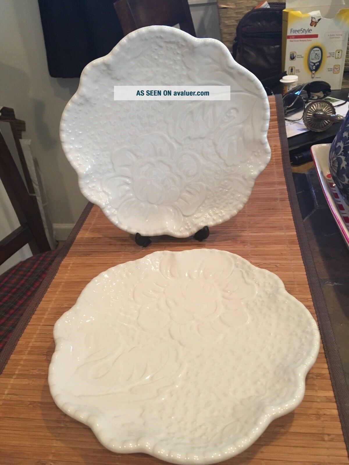 Tracy Porter CELIA CELERY Two (2) 9 Inch Plates Floral Embossed And ...