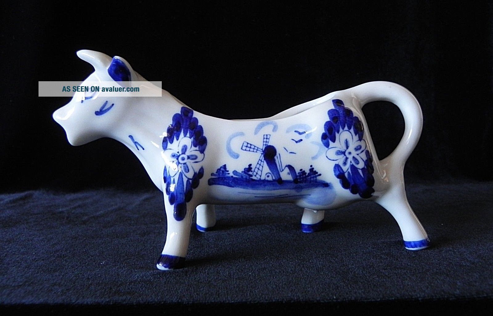 Delft Blue CERAMIC COW CREAMER PITCHER Holland Windmill | #13470715