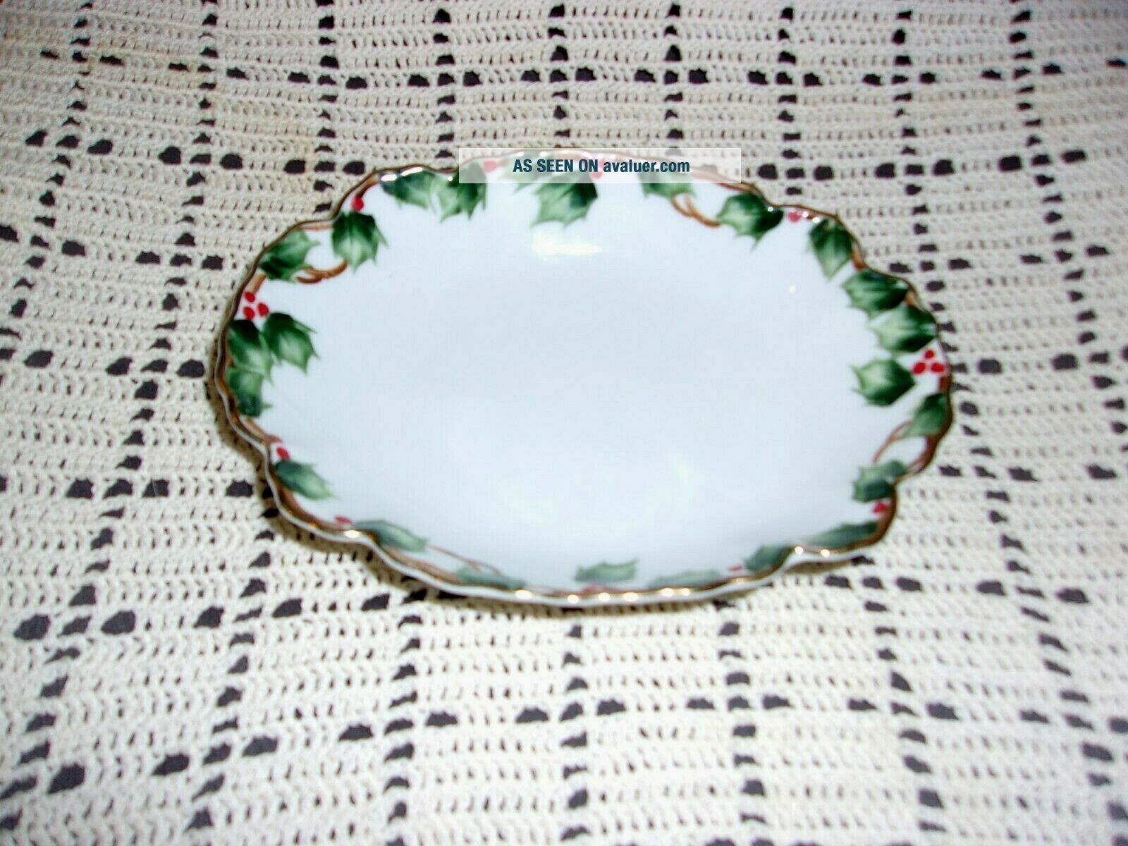 Vintage Lefton China Hand Painted Christmas Candy Or Nut Dish With ...